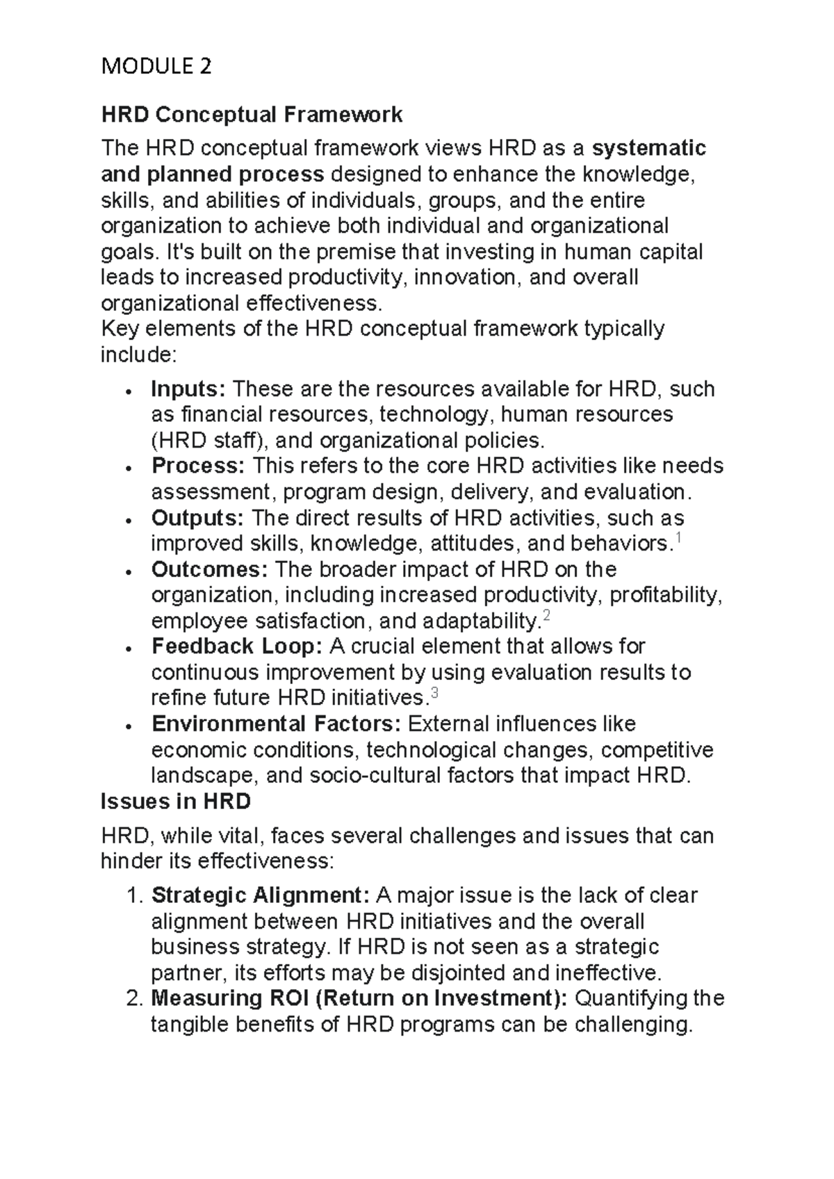 HRD Module 2: Conceptual Framework and Key Challenges - Studocu