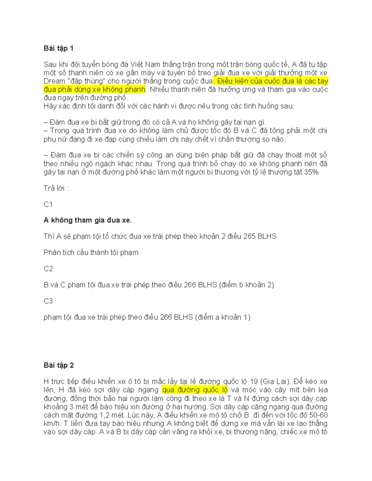 Bài tập hình sự - Môn Luật Hình Sự (48) - Studocu