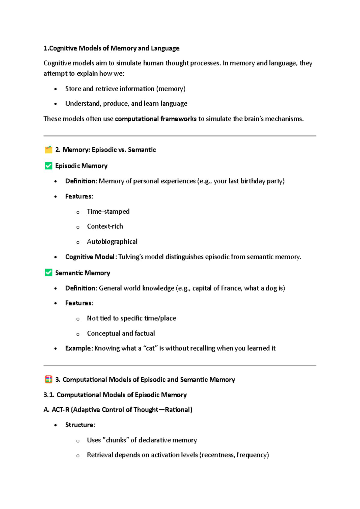 Unit-2: Cognitive Models of Memory and Language in Psycholinguistics ...