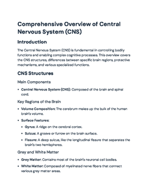 Comprehensive Overview of the Central Nervous System (CNS ...