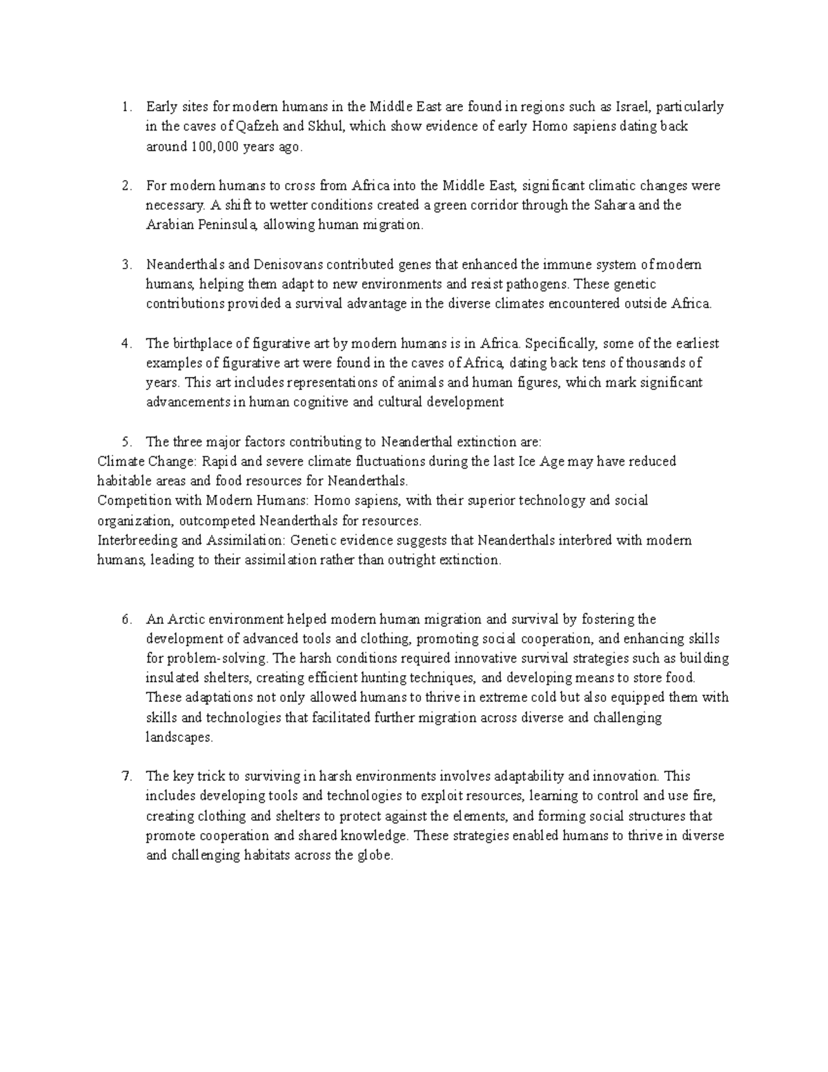 Middle East Migration and Adaptation: Lecture Notes on Early Humans ...