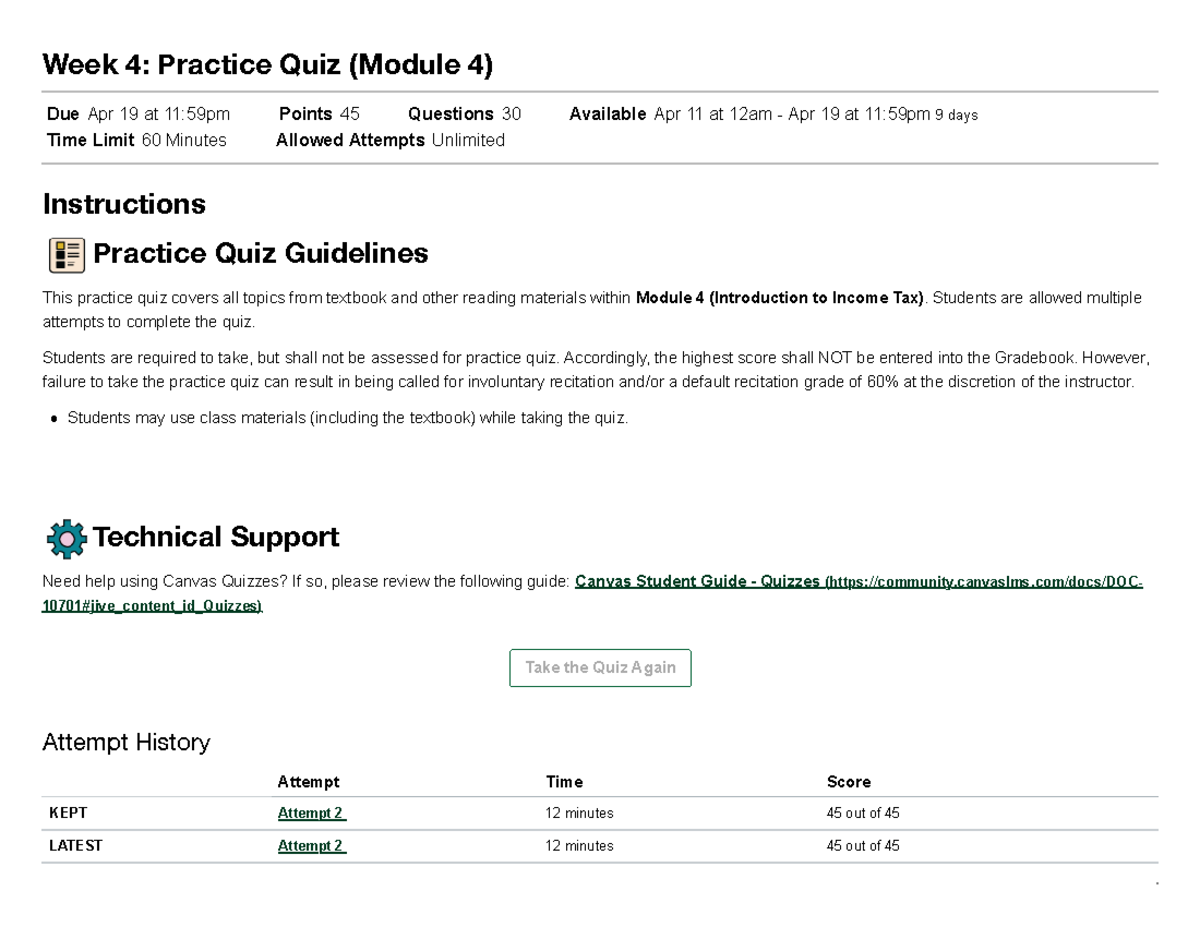 Week 4 Practice Quiz - Module 4 (CLWTAXN K41) Taxation Details - Studocu
