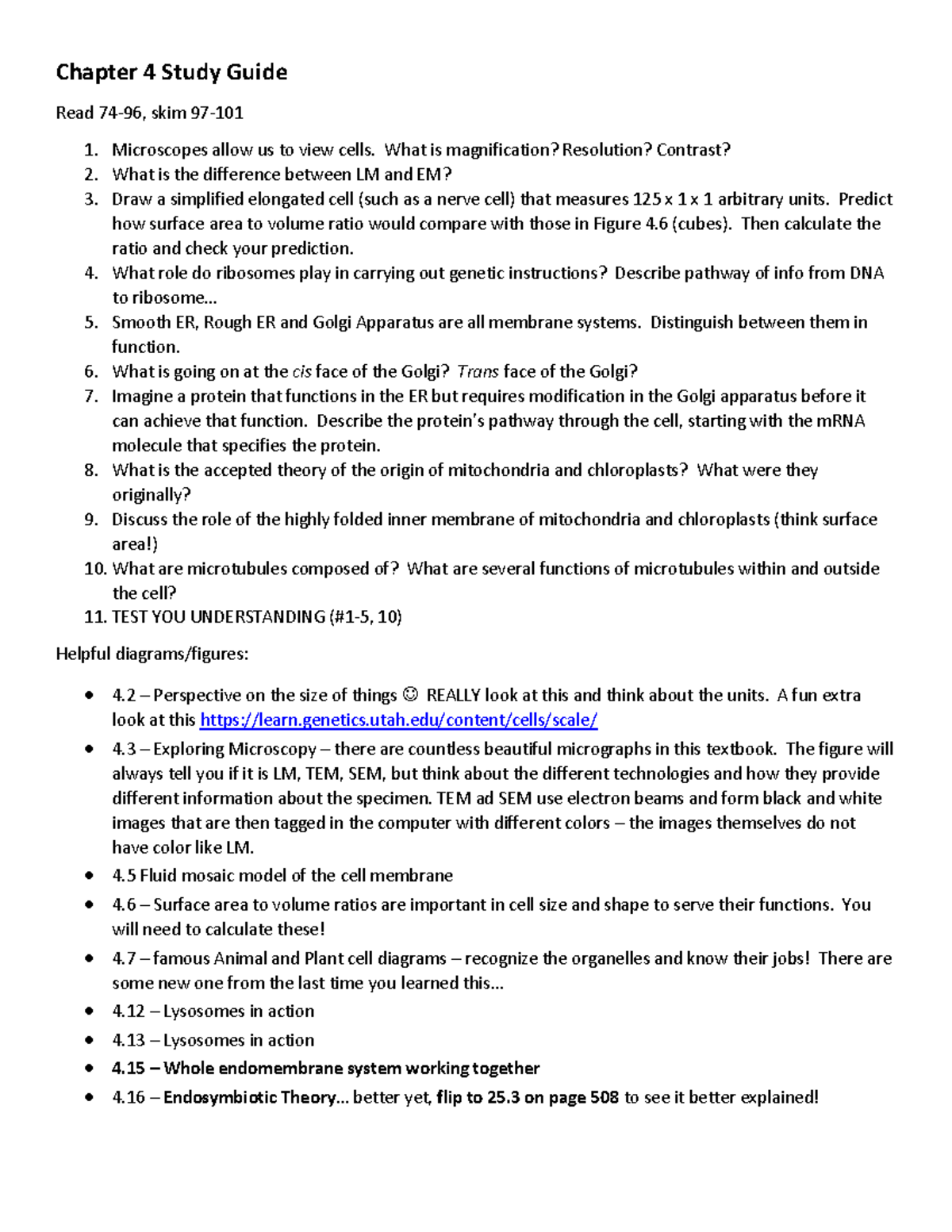 Ch 4 Study Guide AP 2020: Microscopy & Cell Structure Insights - Studocu