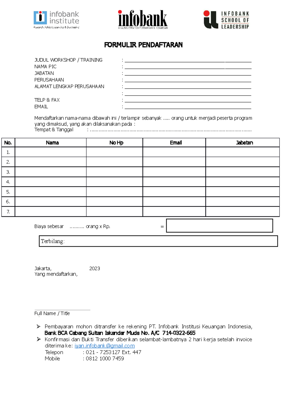 Form Registrasi Public Training 2023 - Peserta dan Pembayaran - Studocu