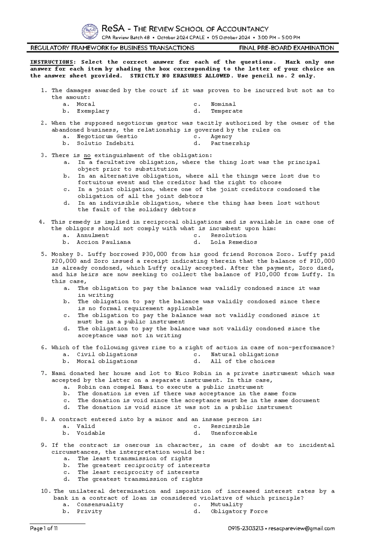 RFBT Preweek Summary Lecture (B48) for October 2024 CPA Exam - Studocu