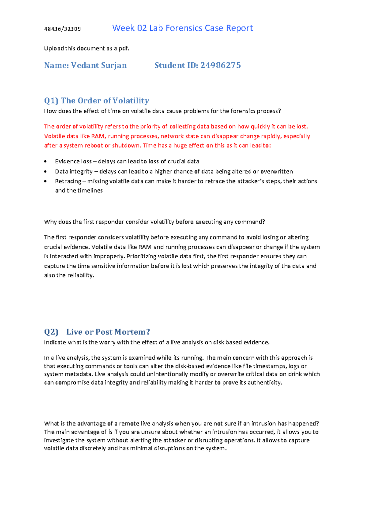 Week 02 Lab: Forensics Case Report Analysis and Findings - Studocu