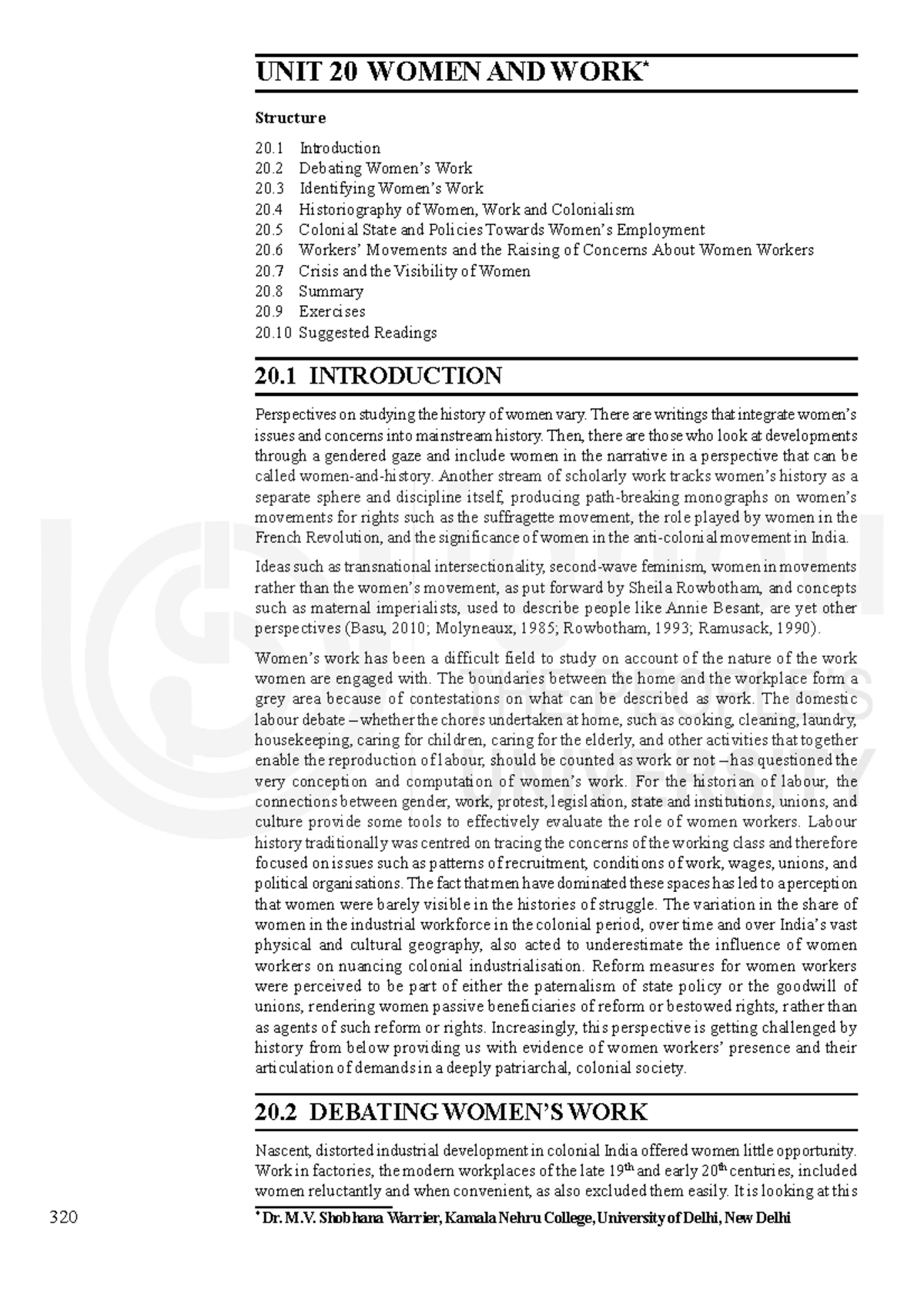 Women and Work: A Study of Gender and Labor in Colonial India - C302 ...