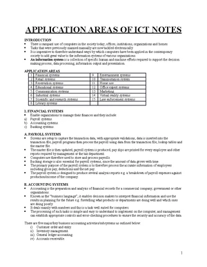 Application Areas OF ICT Notes 1 column - APPLICATION AREAS OF ICT ...