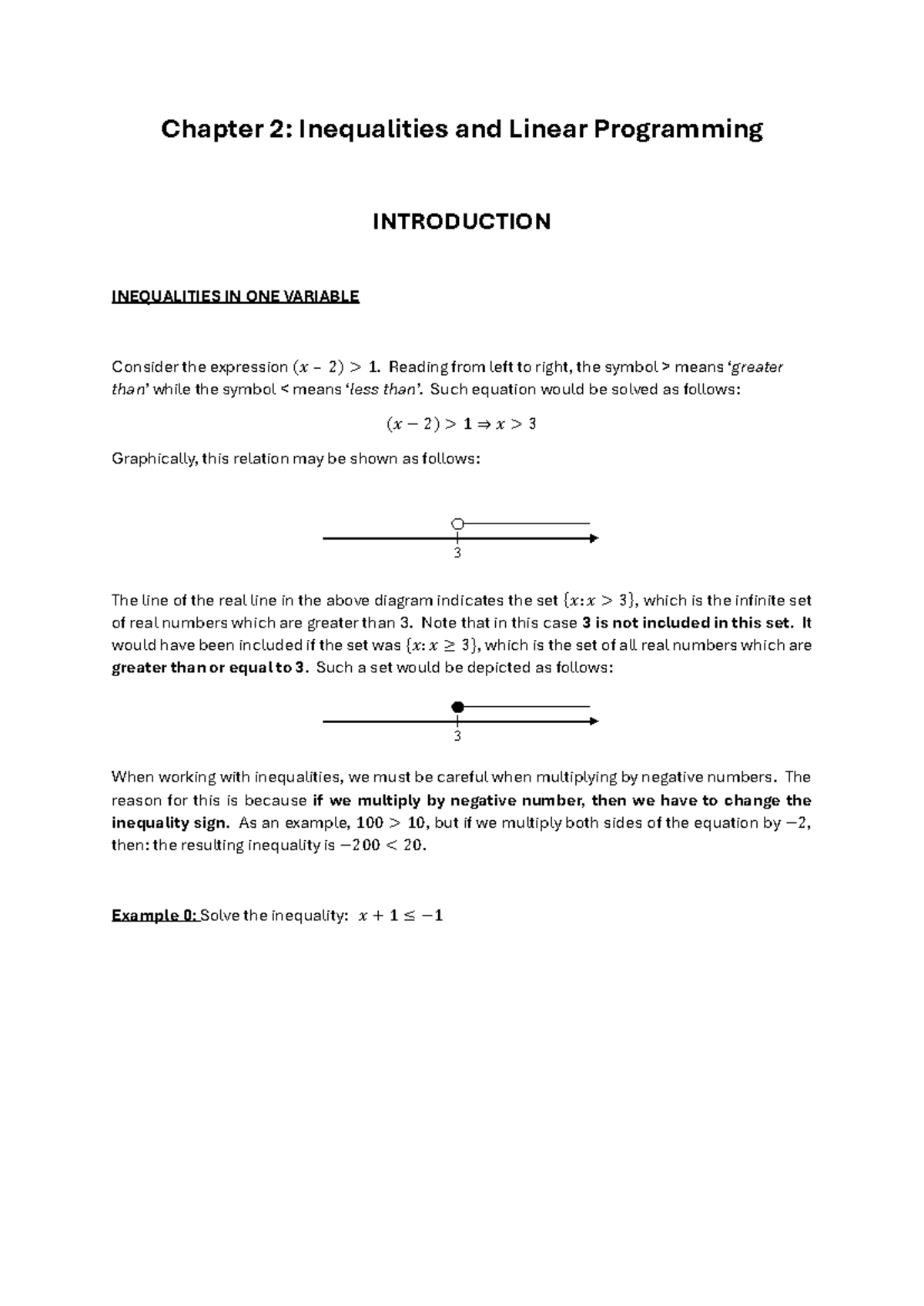 Chapter 2: Inequalities & Linear Programming Concepts - Studocu