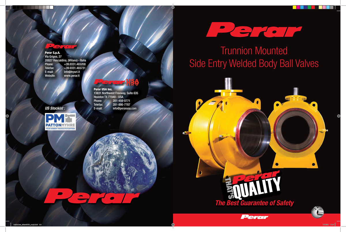 Perar WB Ball Valve Brochure - Trunnion Mounted Design - Studocu