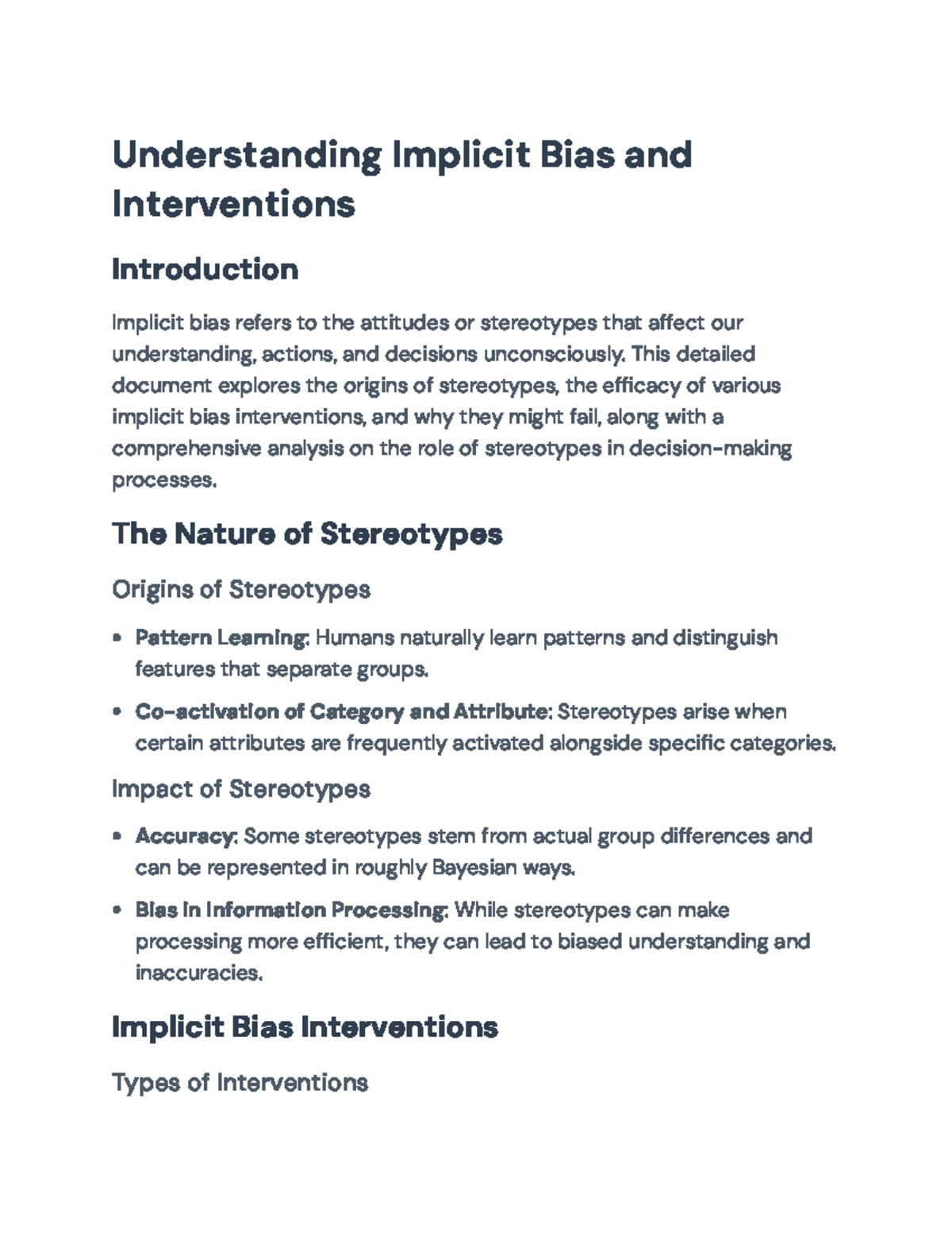 Understanding Implicit Bias and Effective Interventions: A ...