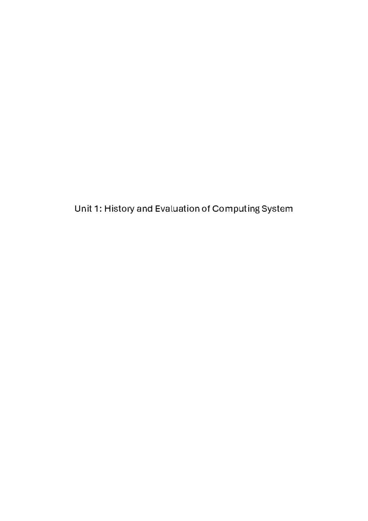 Unit 1 - Computer Fundamentals: Evolution and Number Systems BCA ...