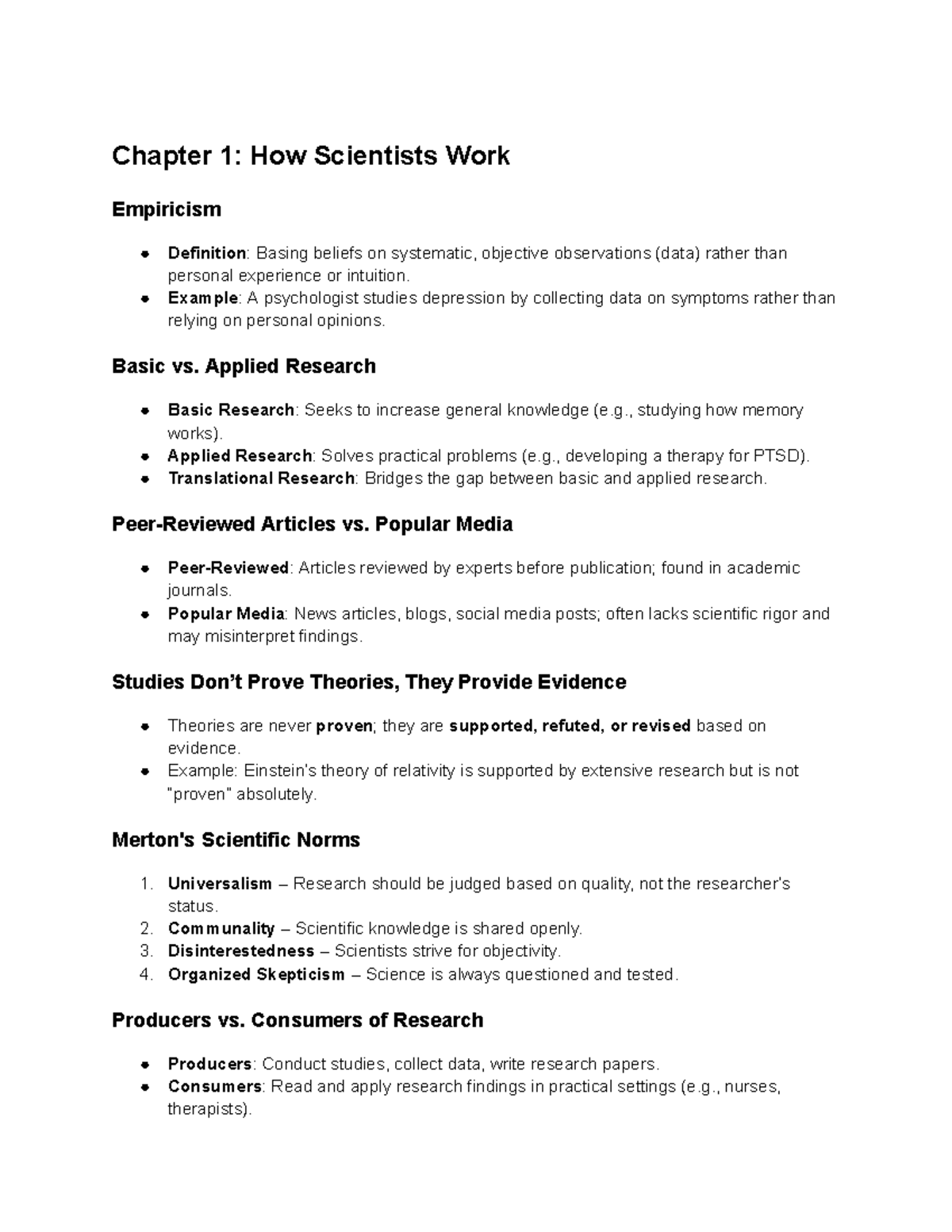Definitions for Research methods exam 1 - Chapter 1: How Scientists ...