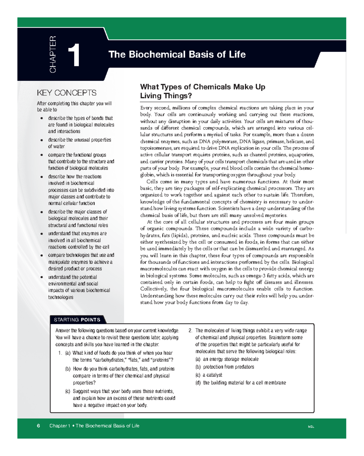 Bio 12 - Chapter 1: The Biochemical Basis of Life Overview - Studocu