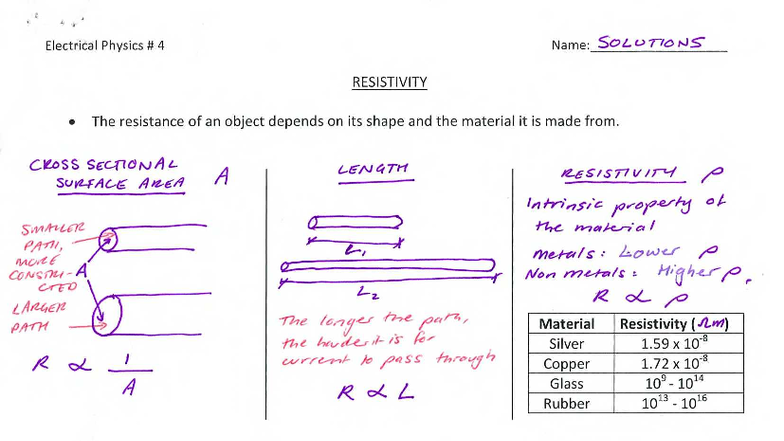 Electrical Physics 4: Resistivity and Power Calculations Solutions ...