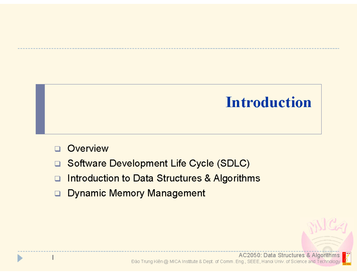 Introduction to Data Structures & Algorithms (AC2050) - Studocu
