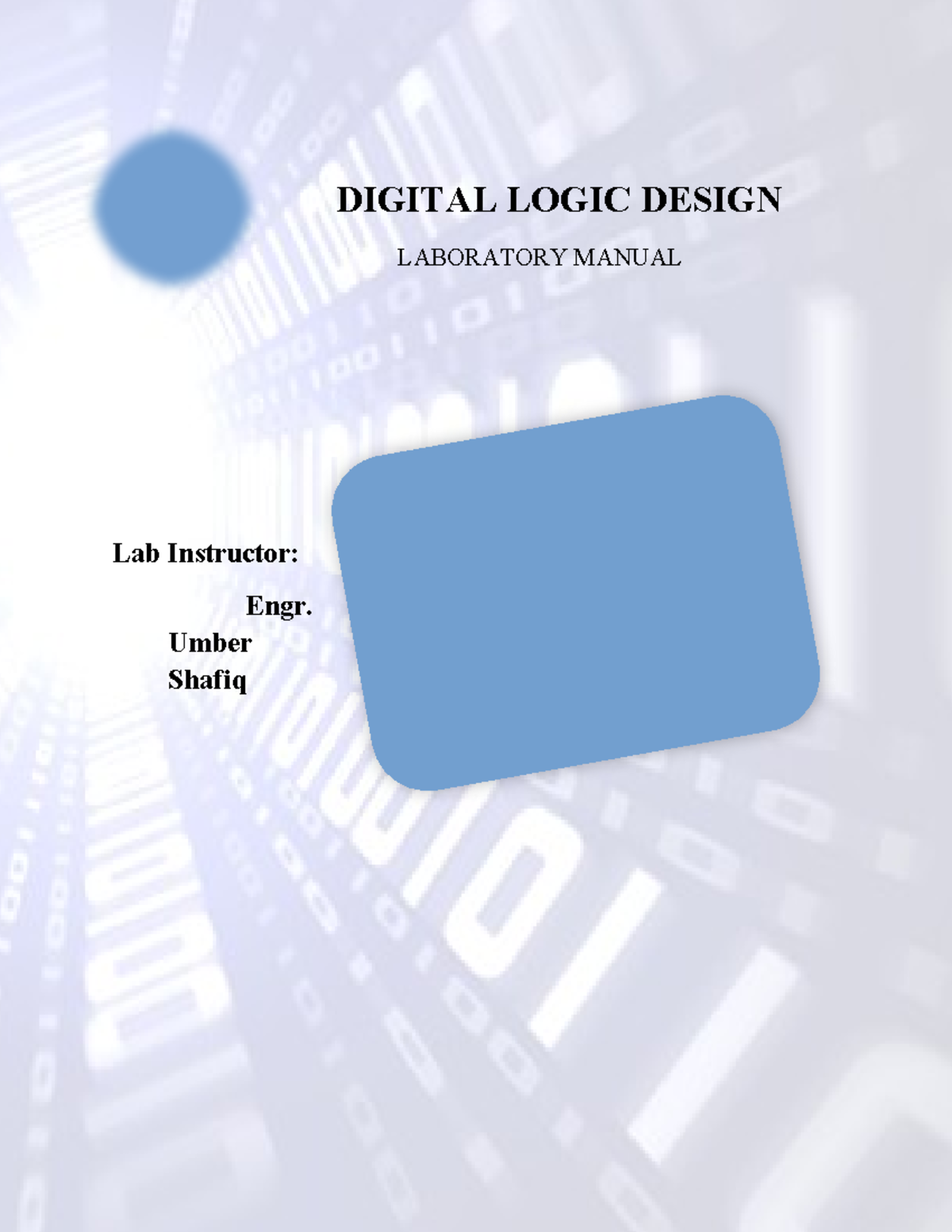 Digital Logic Design Lab Manual - EE-2012 - Studocu