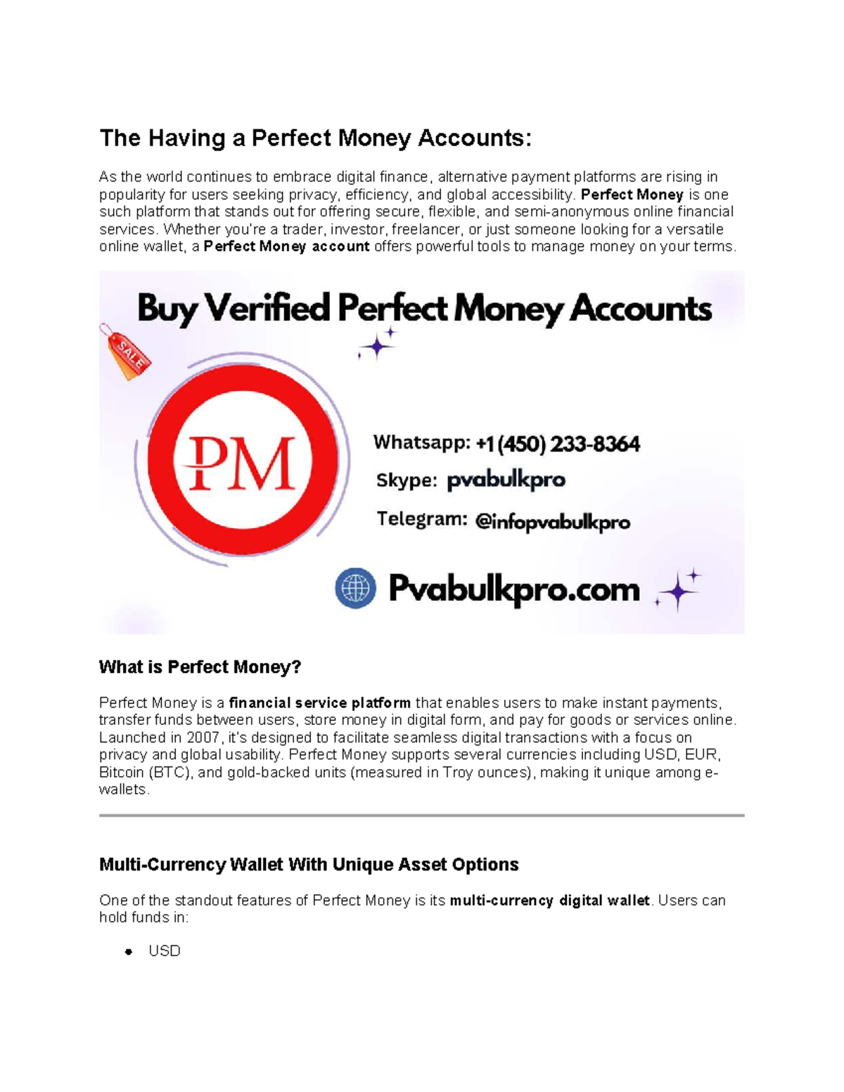 Buy Verified Perfect Money Accounts: A Reliable Digital Finance ...