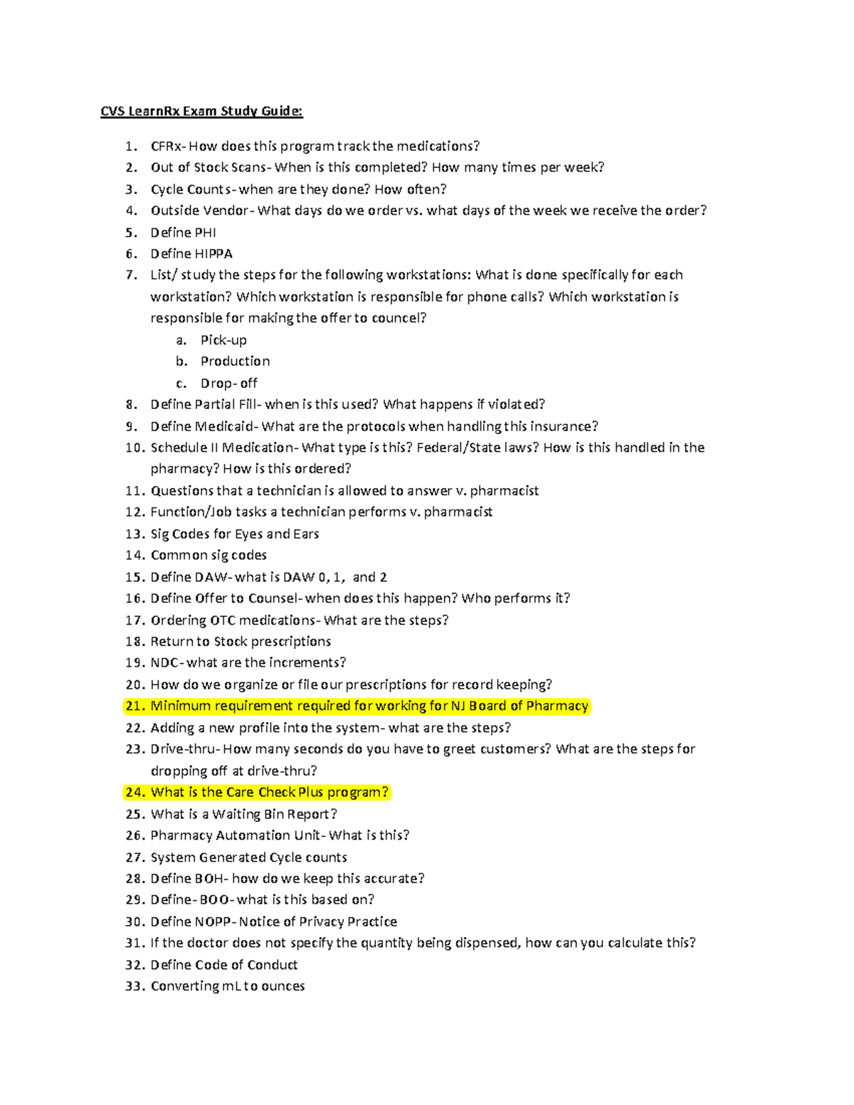 CVS LearnRx Exam Study Guide: Key Concepts & Procedures for Technicians ...