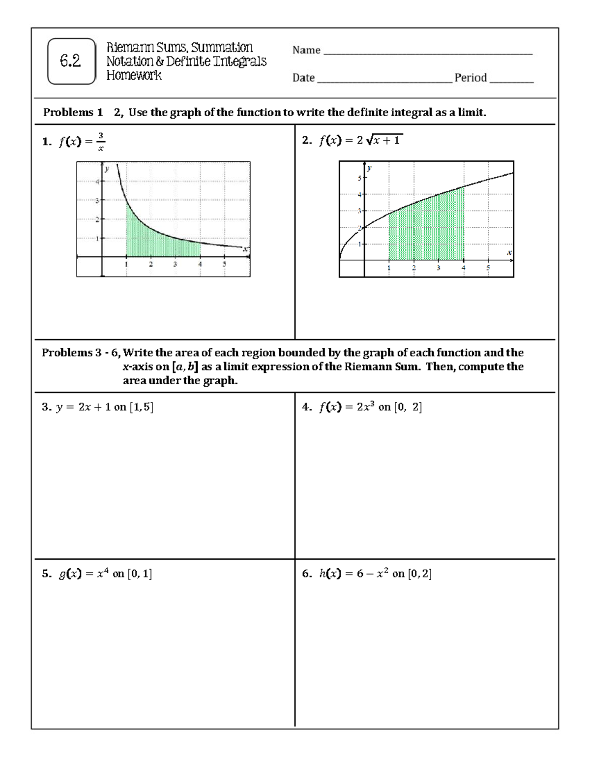 Riemann Sums Summation Notation Integrals HW - 6. Riemann Sums ...