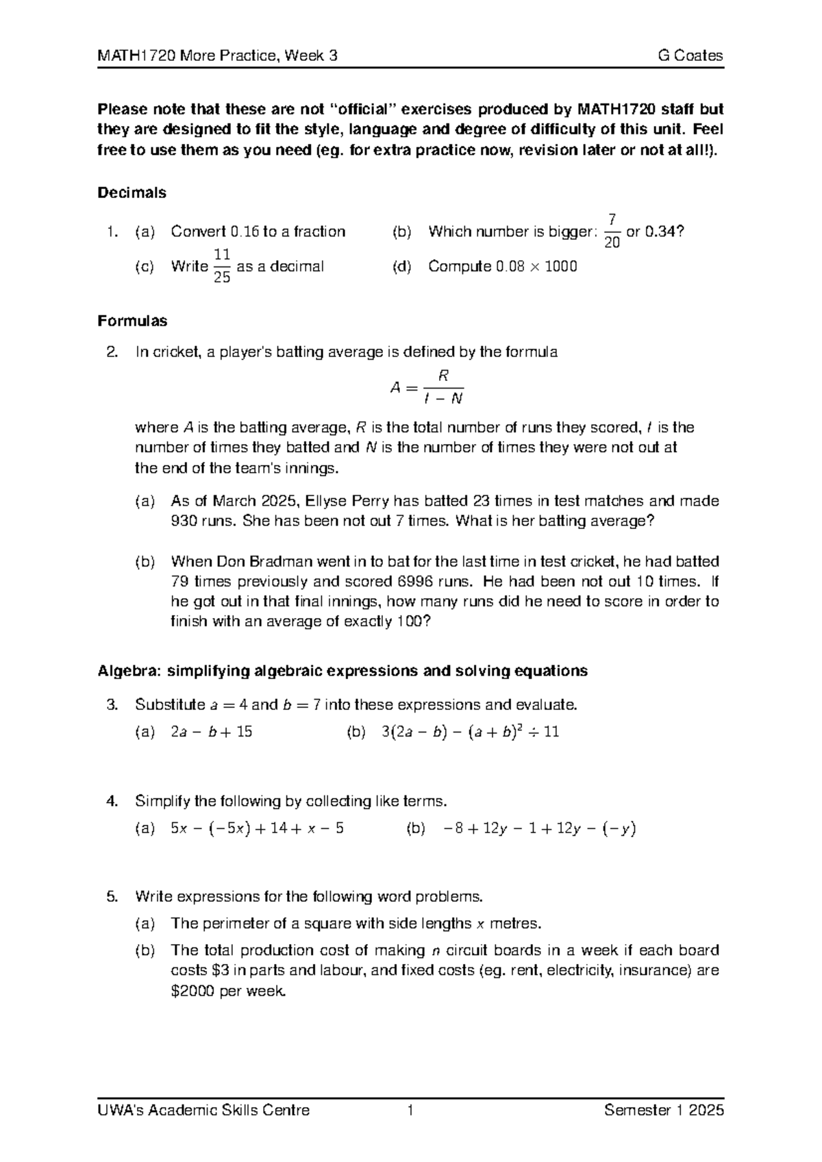 MATH1720 More Practice, Week 3 - Extra Practice from Workshops - Studocu