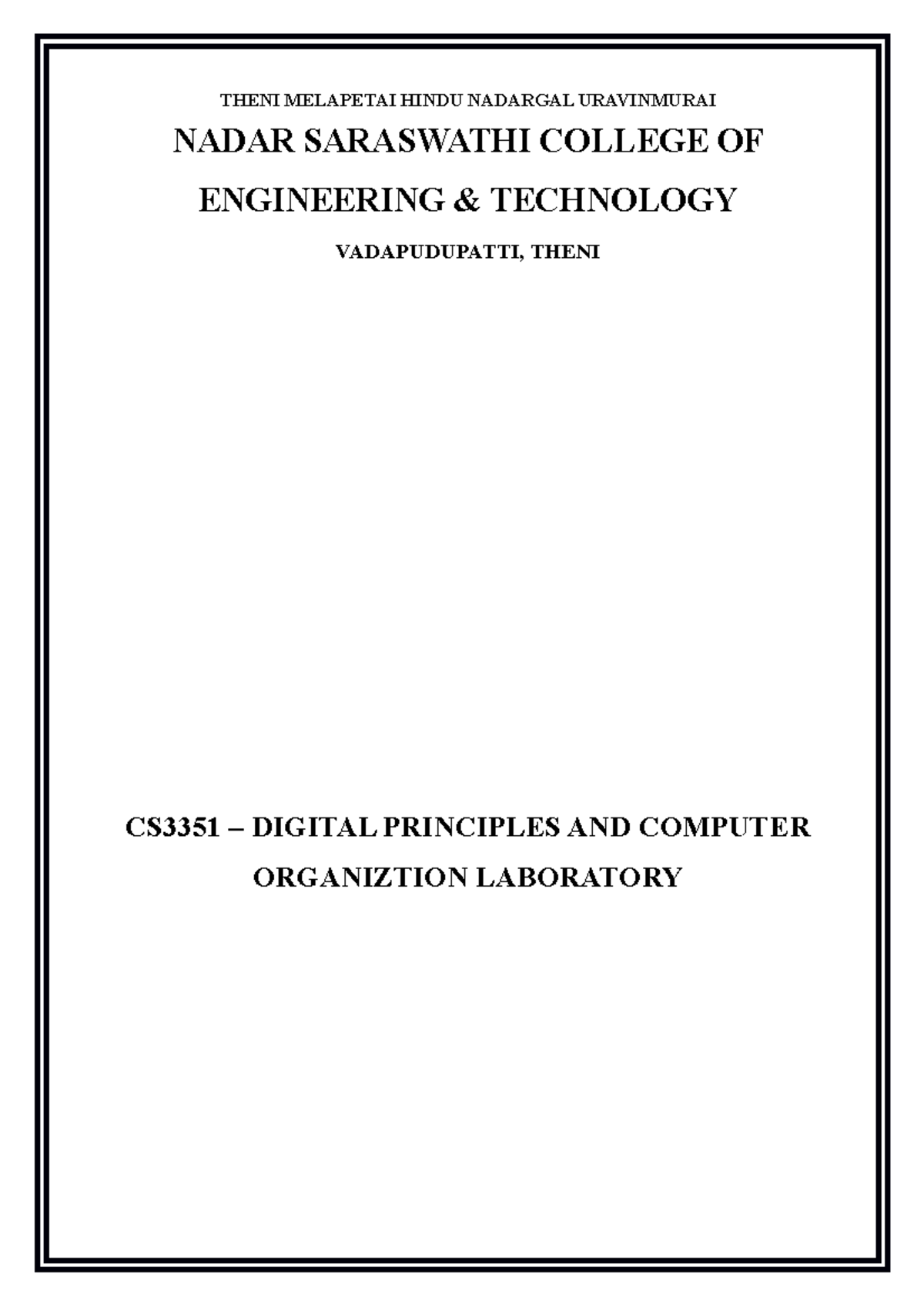 CS3351-Lab-Manual (Final) - THENI MELAPETAI HINDU NADARGAL URAVINMURAI ...