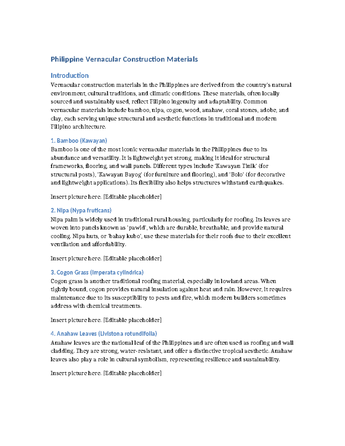 Philippine Vernacular Construction Materials Overview and Insights ...