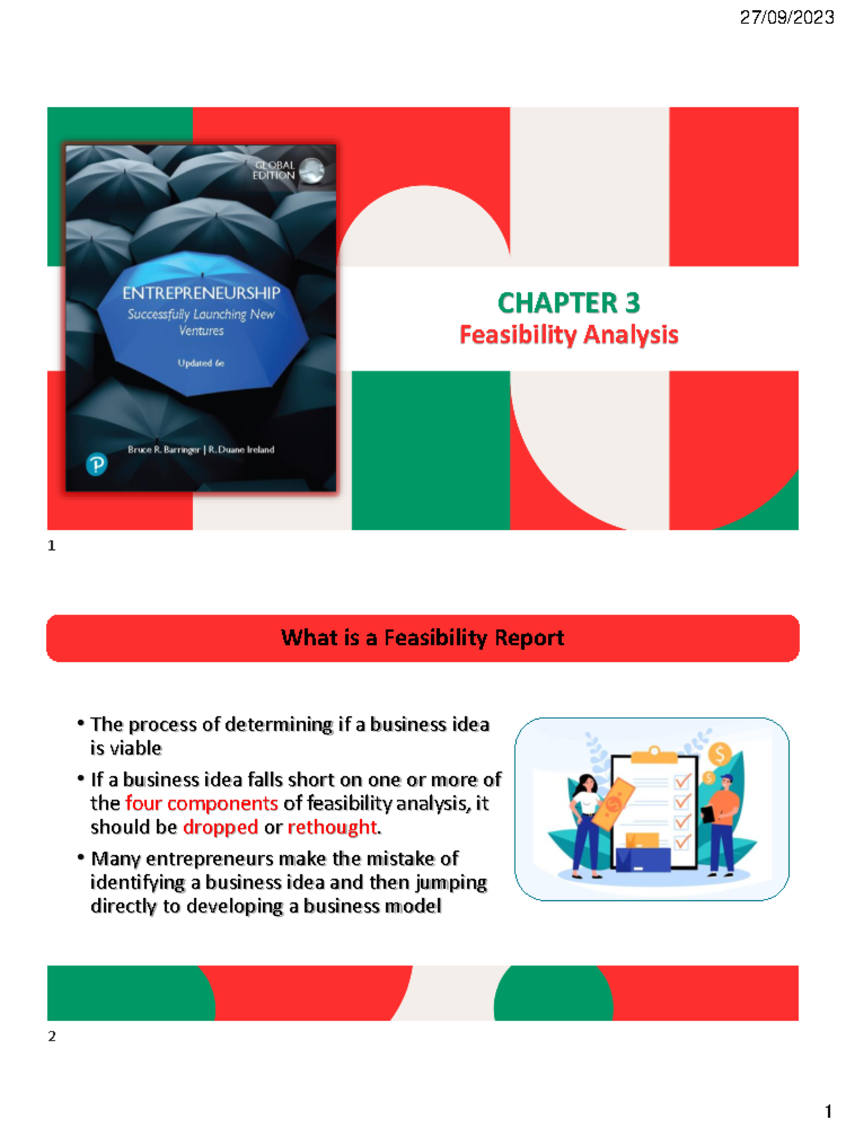 Chapter 3-1 - slides for business ventures - CHAPTER 3 Feasibility ...
