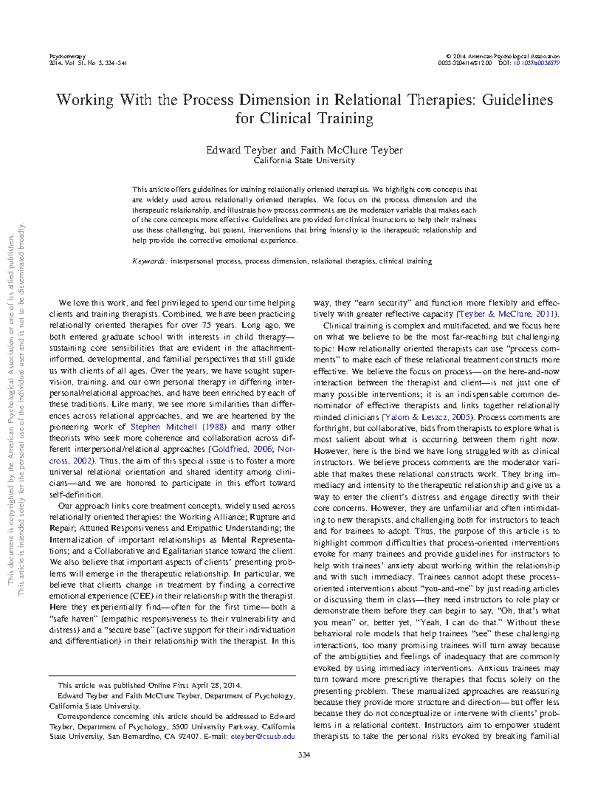 Clinical Training Guidelines for Teaching Process Comments in ...