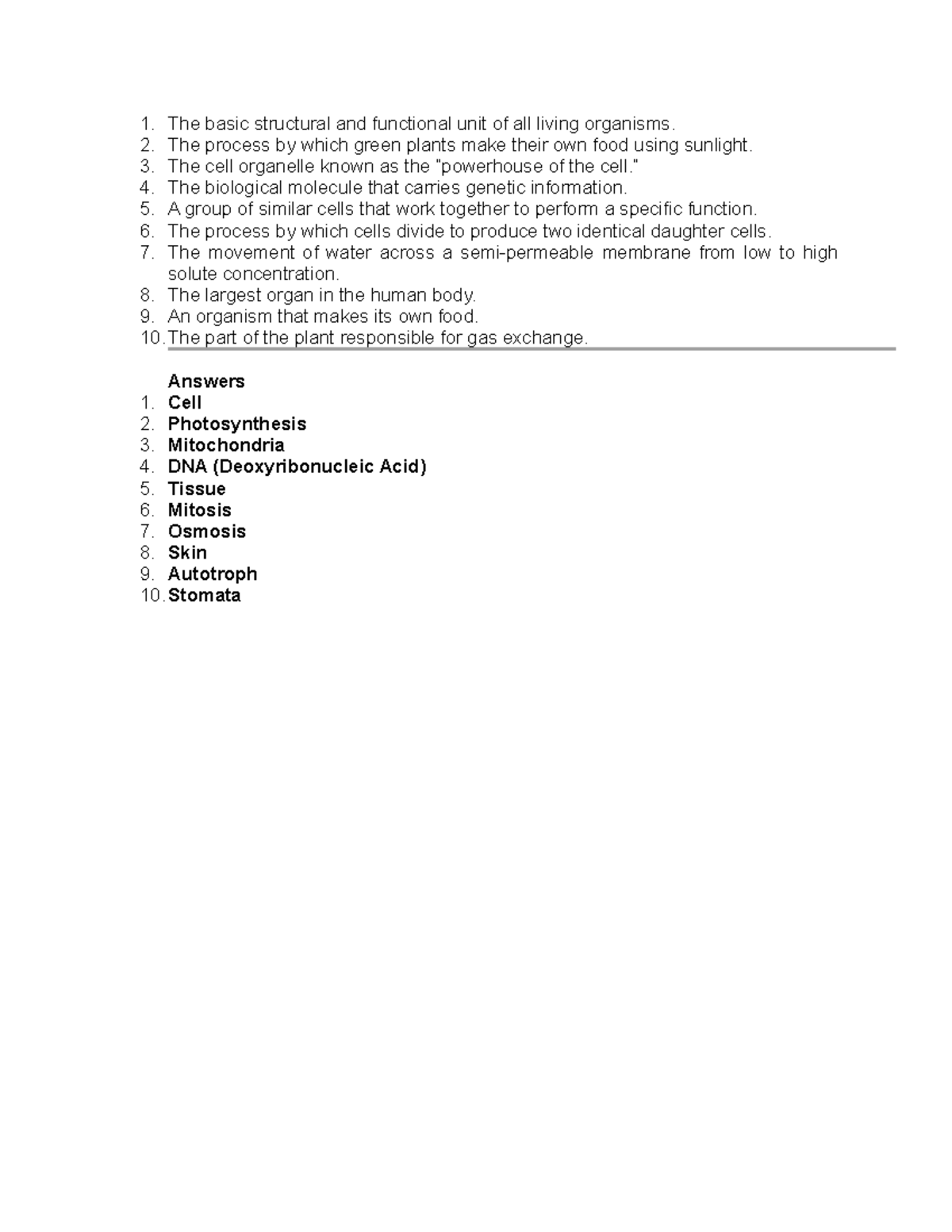 Biology 23 - Quiz on Cell Structure and Functions - Studocu
