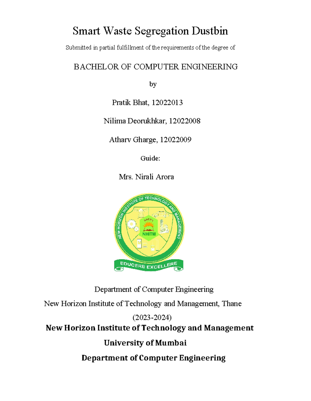 Smart Waste Segregation Dustbin Final Report - Smart Waste Segregation ...