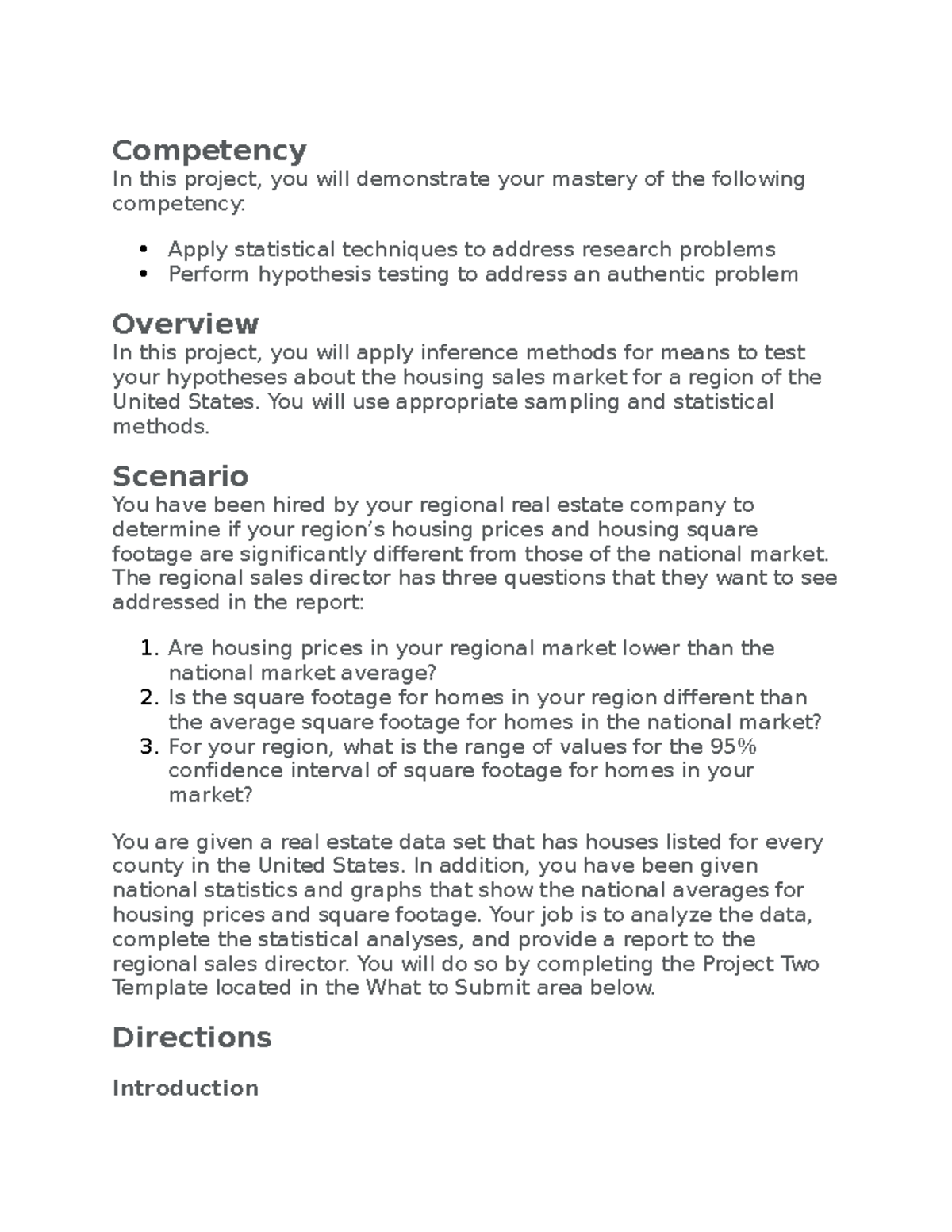 Housing Market Analysis Project - ECO202 Competency Assessment - Studocu
