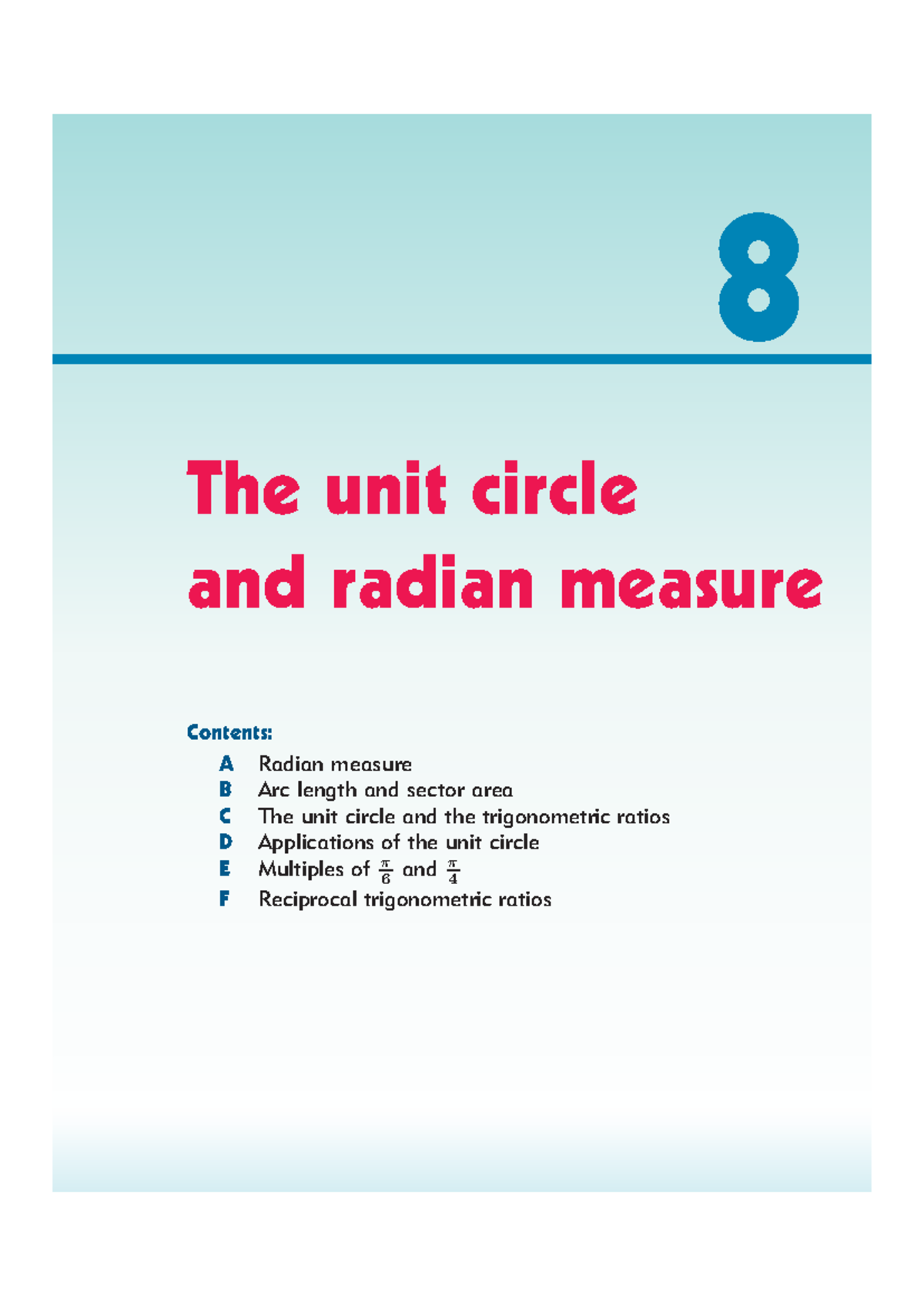 Igcse Additional Mathematics Chapter 8: Radian Measure and ...
