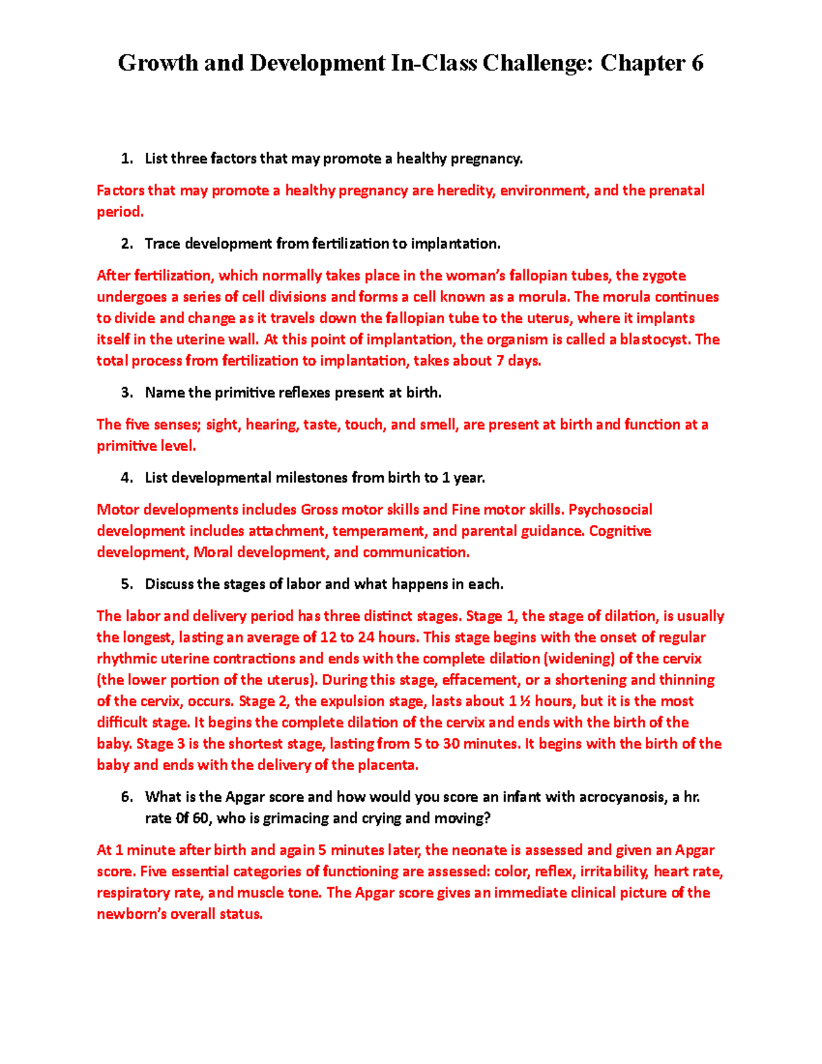 GD inclass challenge ch 6-1 - Growth and Development In-Class Challenge ...