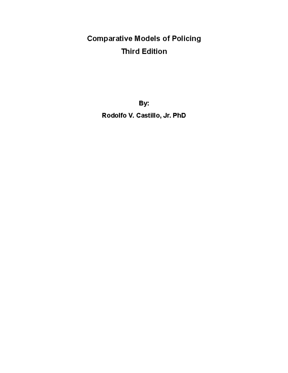 Comparative Policing Models: Insights and Analysis (PS 202) - Studocu