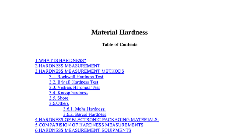 Material Hardness Overview: Tests, Methods, and Equipment - Studocu