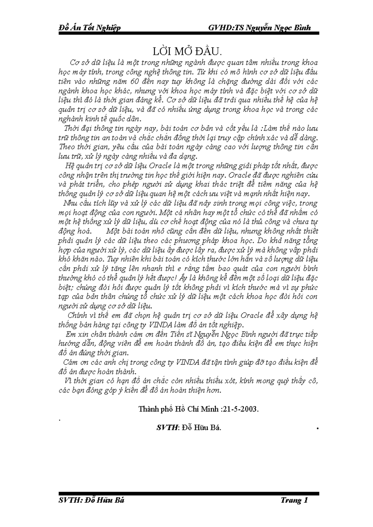 123doc de tai bao cao he quan tri co so du lieu oracle trong quan ly ban hang - LỜI MỞ ĐẦU. Cơ ...