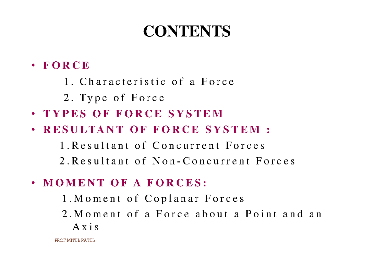 FORCE 1: Characteristics, Types, and Resultant Forces - Lecture Notes ...