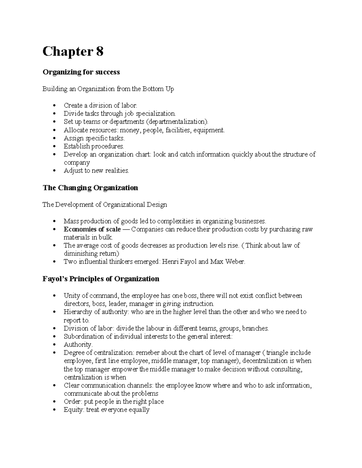 Chapter 8: Organizing for Success - Principles of Organizational Design ...