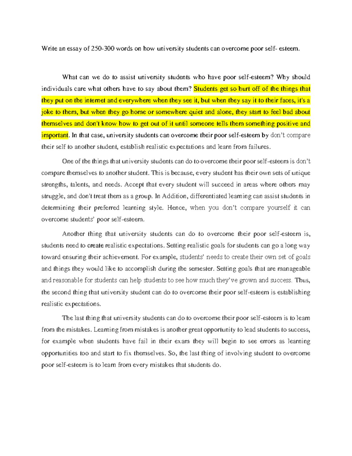 ELC231 TUTORIAL ESSAY 250-300 WORDS - Write an essay of 250-300 words ...