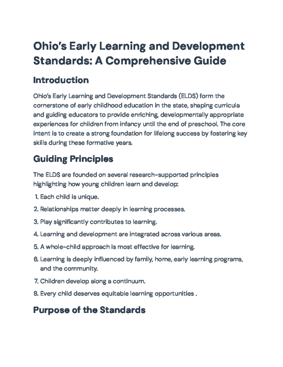 Ohio’s Early Learning and Development Standards: A Comprehensive ...