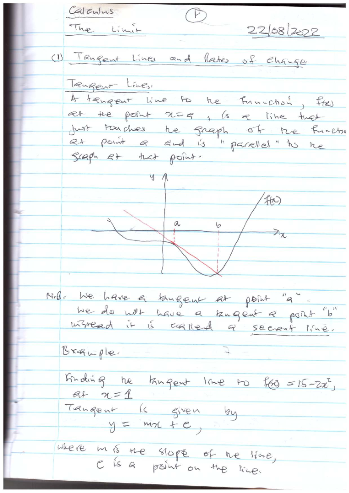 Calculus P: The Limit, Tangent Lines, and Rates of Change - Studocu