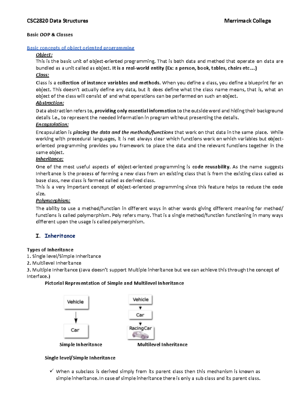 CSC2820 Final Exam Review: OOP Concepts and Basics - Studocu