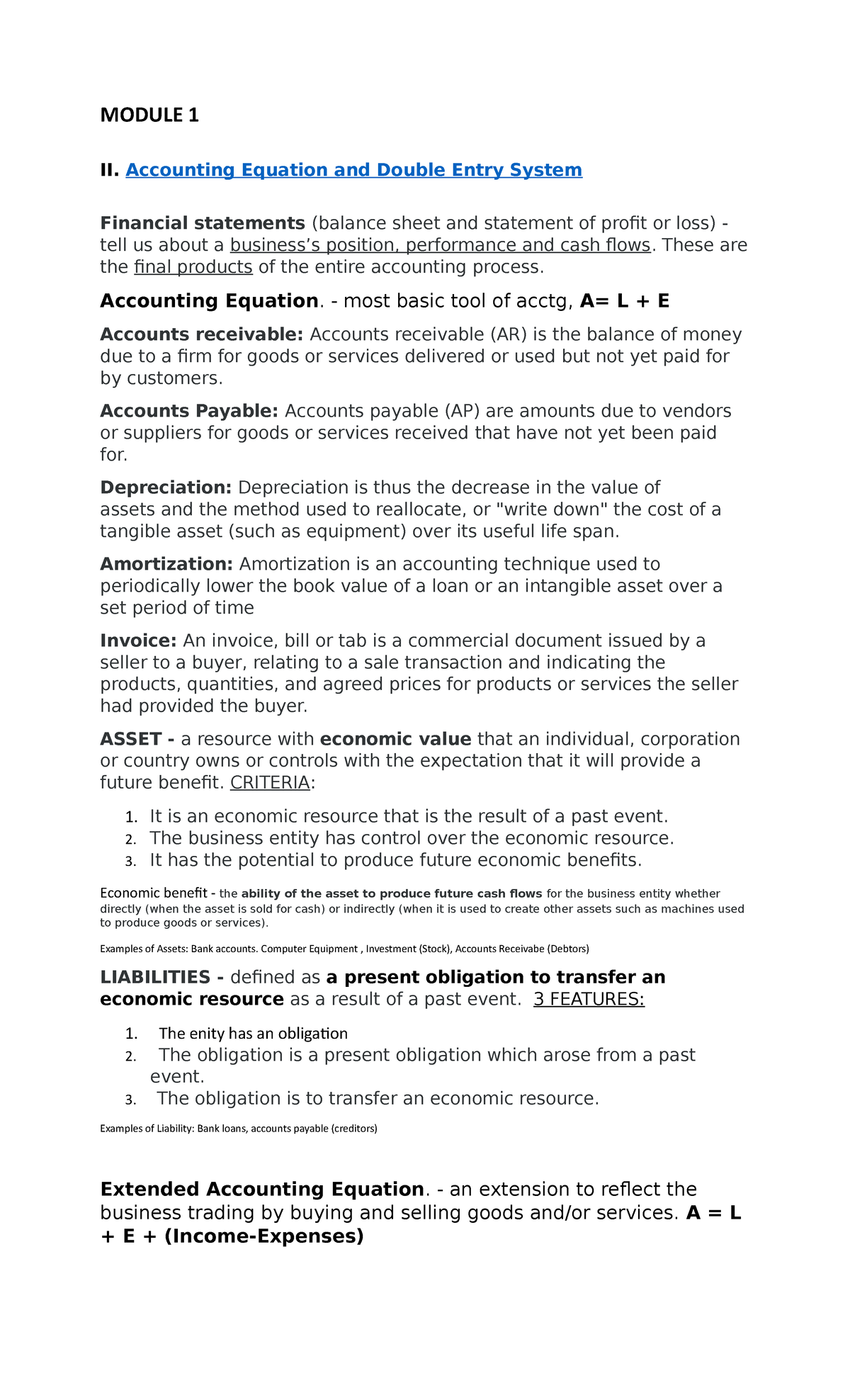 CERT 4 Notes - Random - MODULE 1 II. Accounting Equation and Double ...