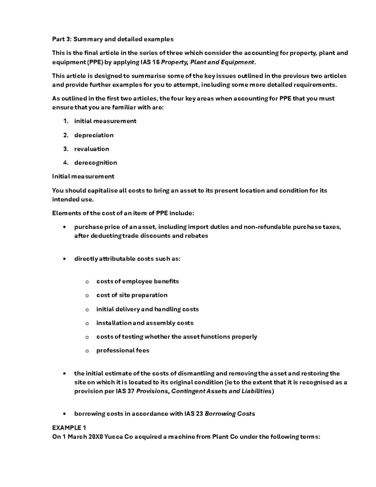 PPE Accounting: Summary & Examples (IAS 16) - Final Exam Insights - Studocu