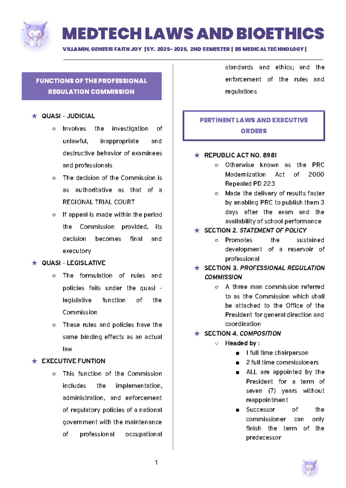 MEDTECH LAWS AND BIOETHICS: PRC Functions & Regulations Overview (MTLB ...