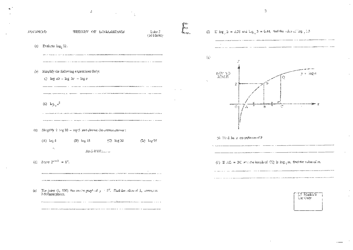 Logs SC E - Advanced Theory of Logarithms Test - Studocu