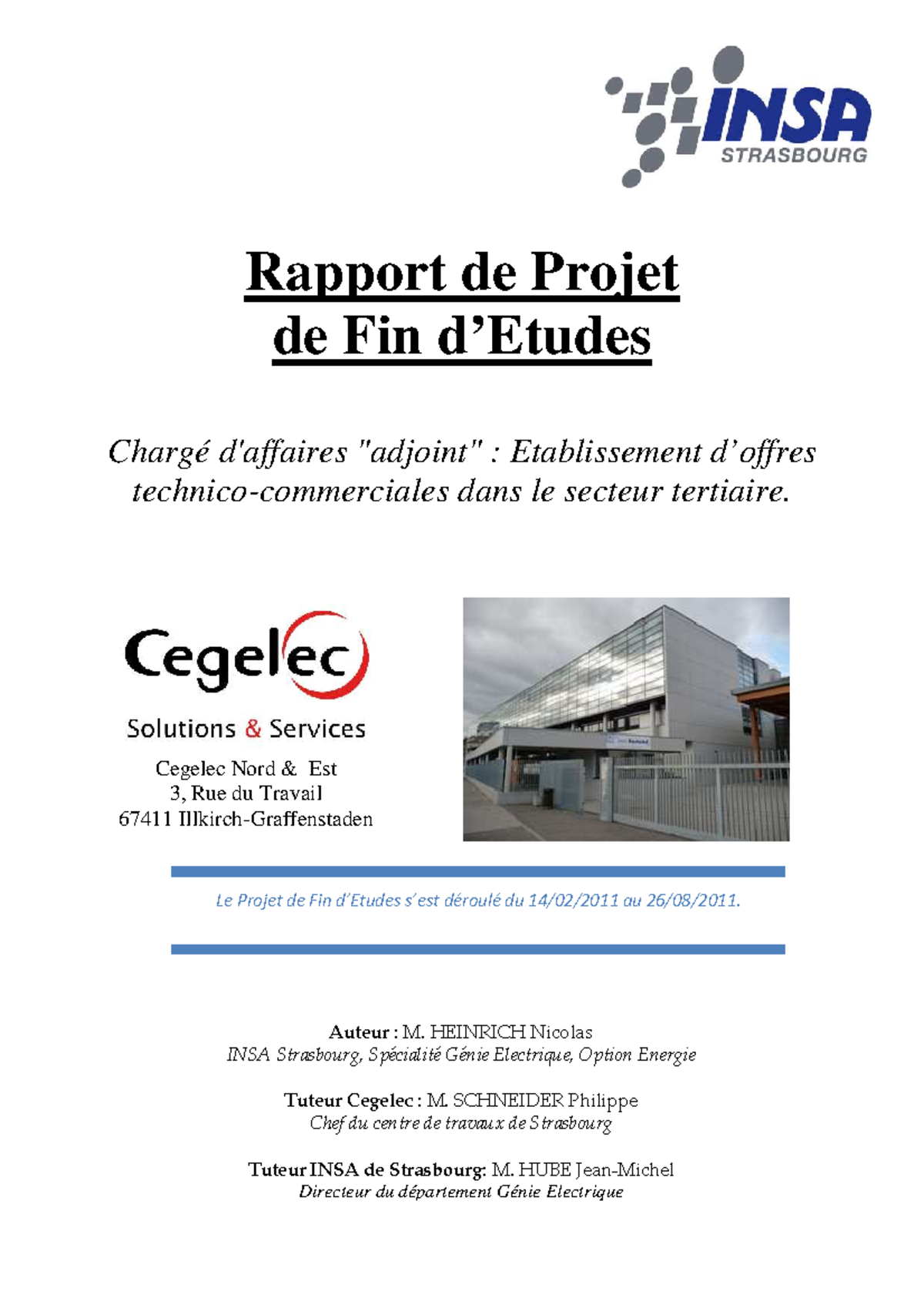 PFE 2011 : Rapport de Projet de Fin sur le Secteur Tertiaire chez ...