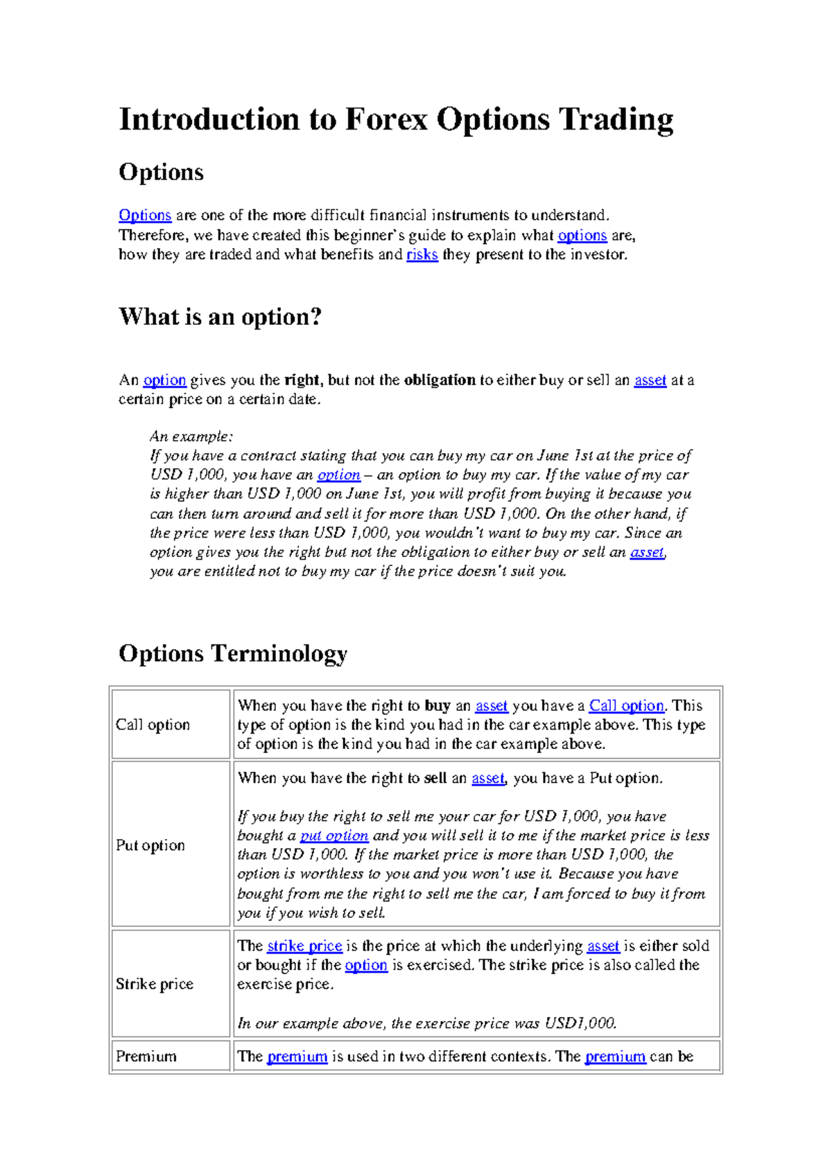 Introduction to Forex Options Trading: A Comprehensive Guide - Studocu