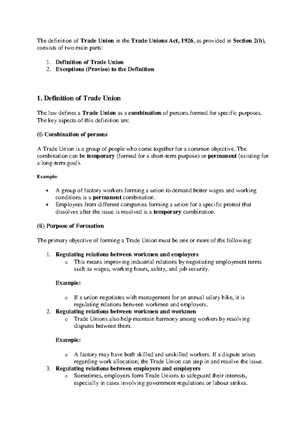 Trade Union Definition & Provisions Under the Trade Unions Act, 1926 ...